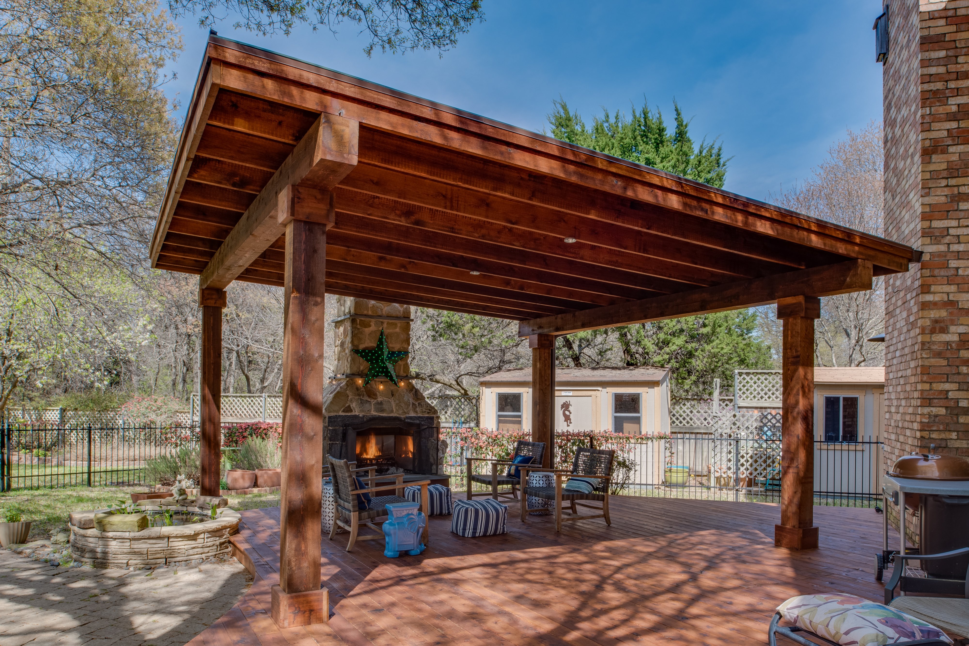 400 Square Foot Covered Patio - Cedar - Mueller Metal Roof